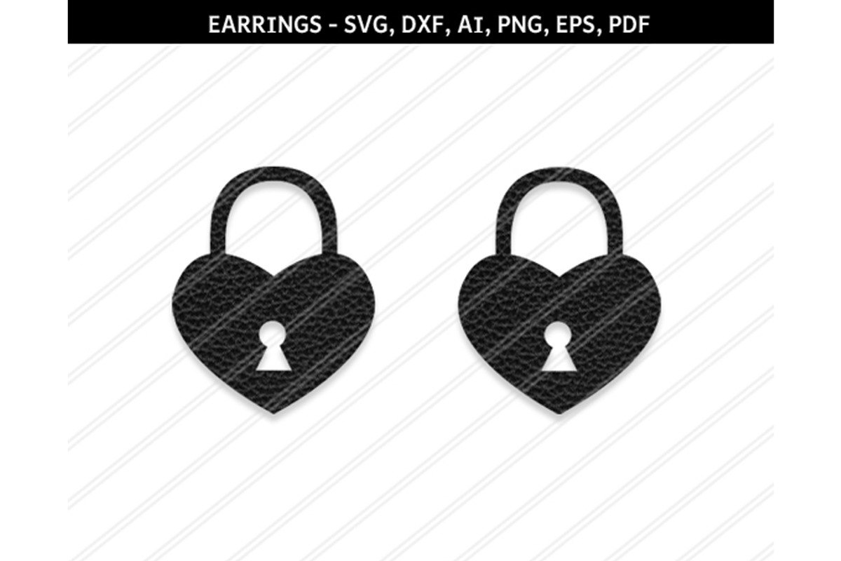 Love lock earrings svg,dxf,ai,eps, an Object Graphic by PAPER amaze
