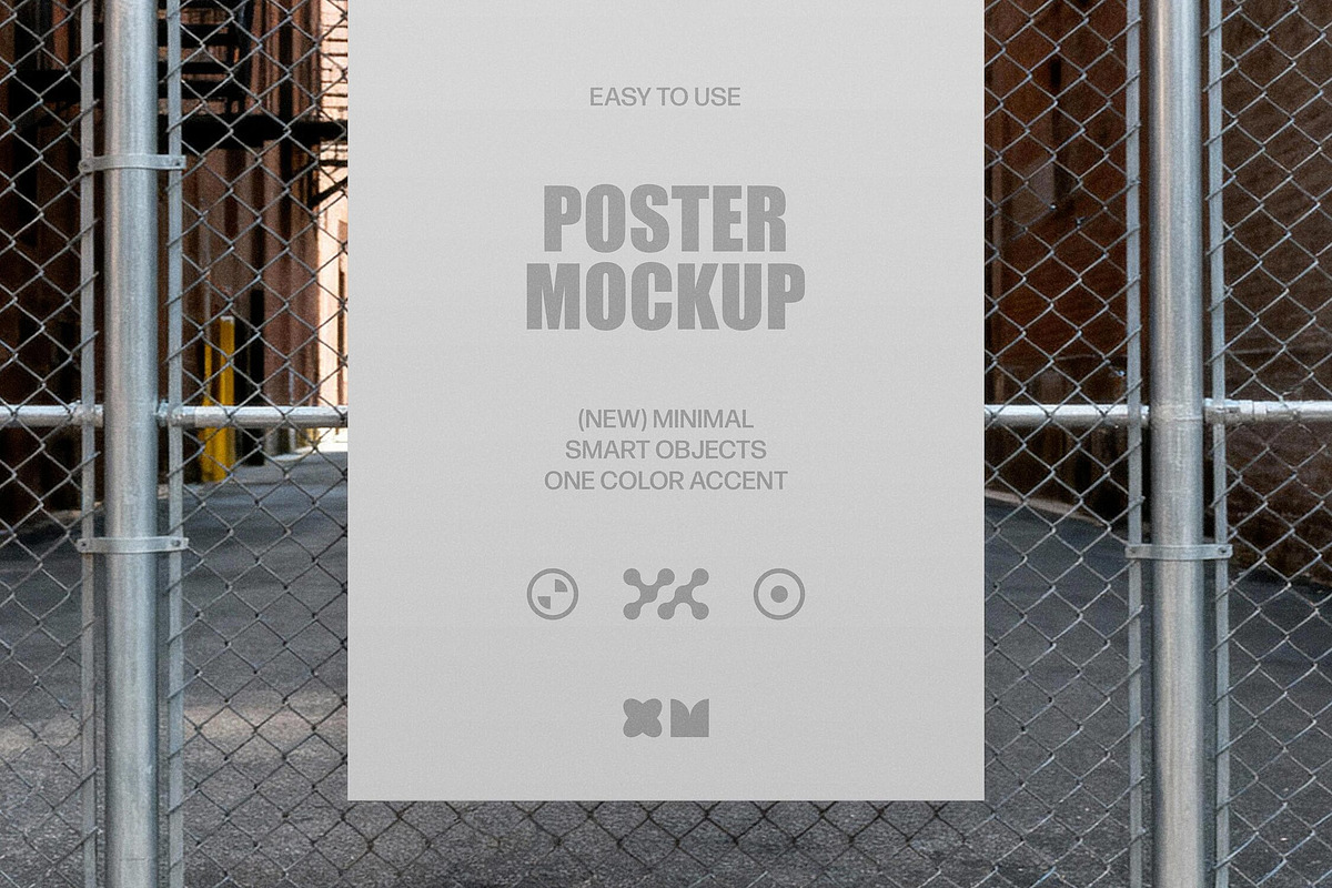 Chain-link Fence Poster Mockup, an Advertising Mockup by Design Squad
