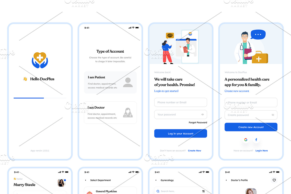 Docplus-Online doctor appointment app | Creative Market