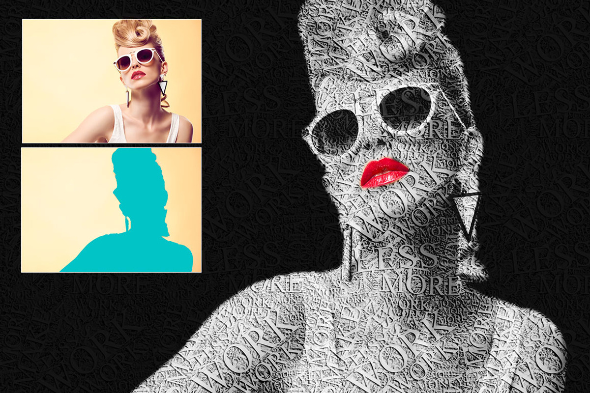 Text Portrait Photoshop Action, an Action Add-On by DESIGNAVO