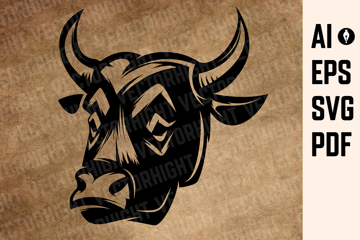 Cow Head, Bull Head, Buffalo Svg,, an Icon by Vectorhight | Creative Market