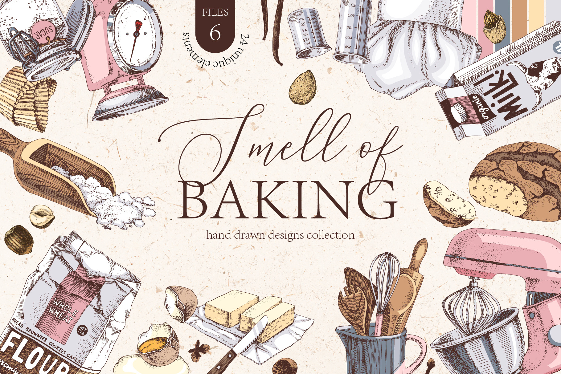 Smell of baking hand drawn set, a Food Illustration by handsketched