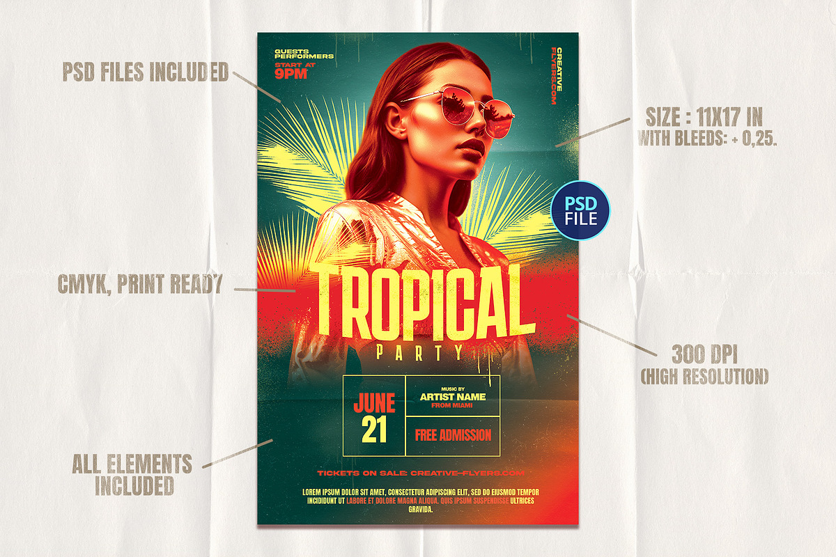 Tropical Poster Template, a Print Template by Rome B Creation
