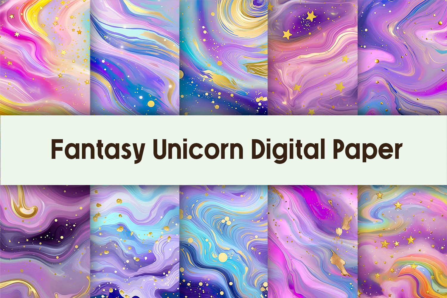 Fantasy Unicorn Digital Paper, a Background Graphic by AdriOP