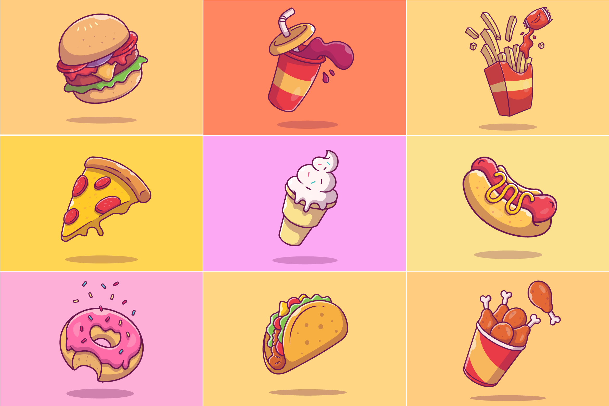 9 FAST FOODS ILLUSTRATION, a Food Illustration by Catalyst Labs