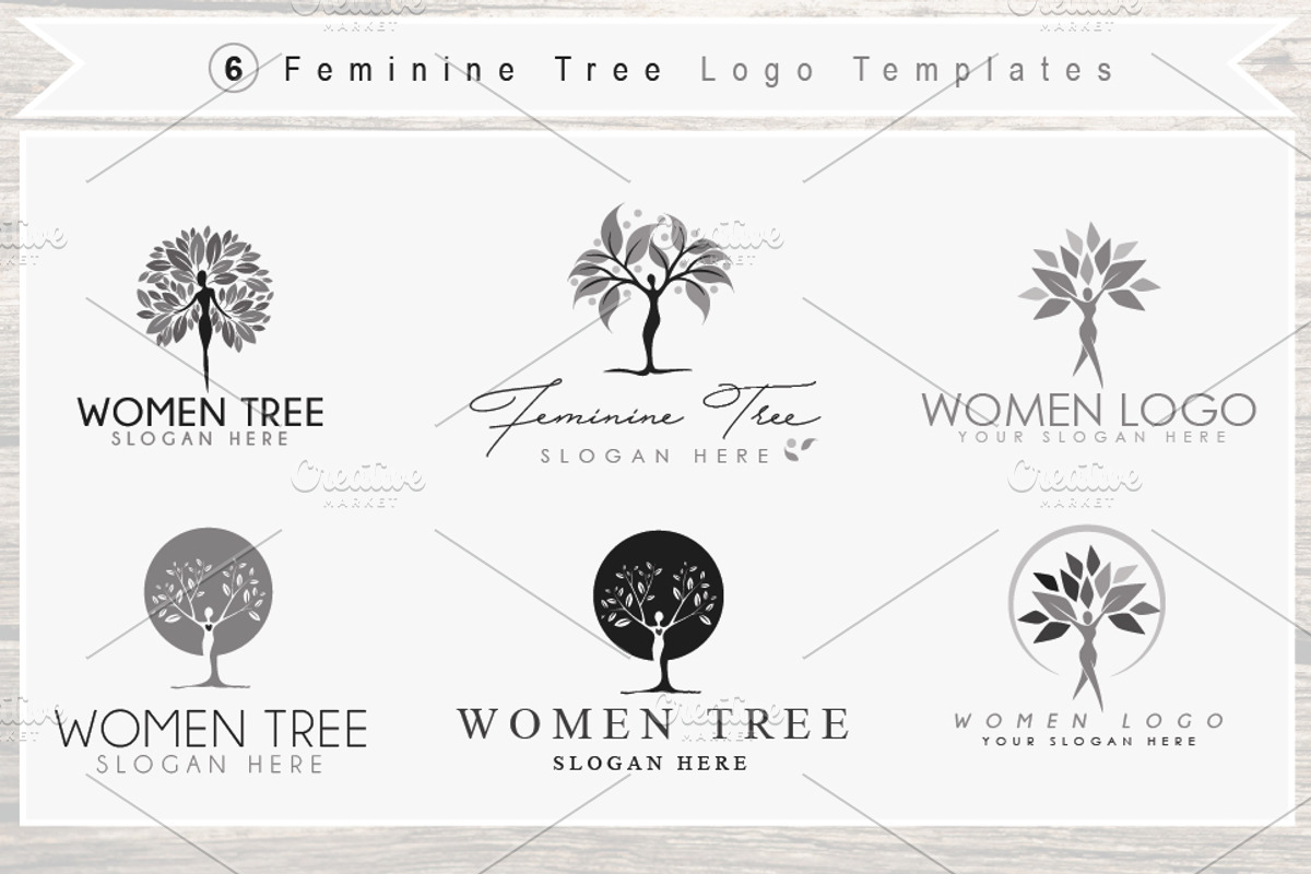 6 Feminine Woman Figure Tree Logos, a Branding & Logo Template by ...