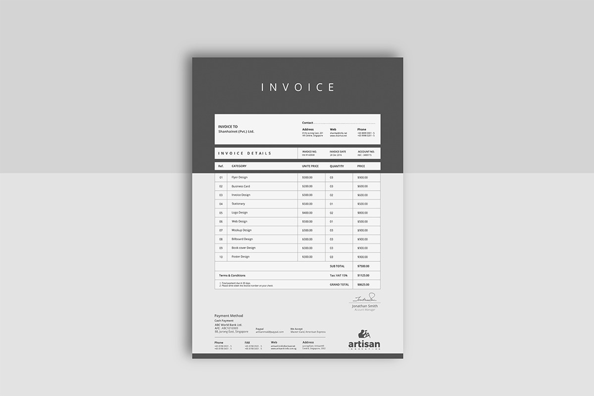 Invoice, a Stationery Template by artisanHR