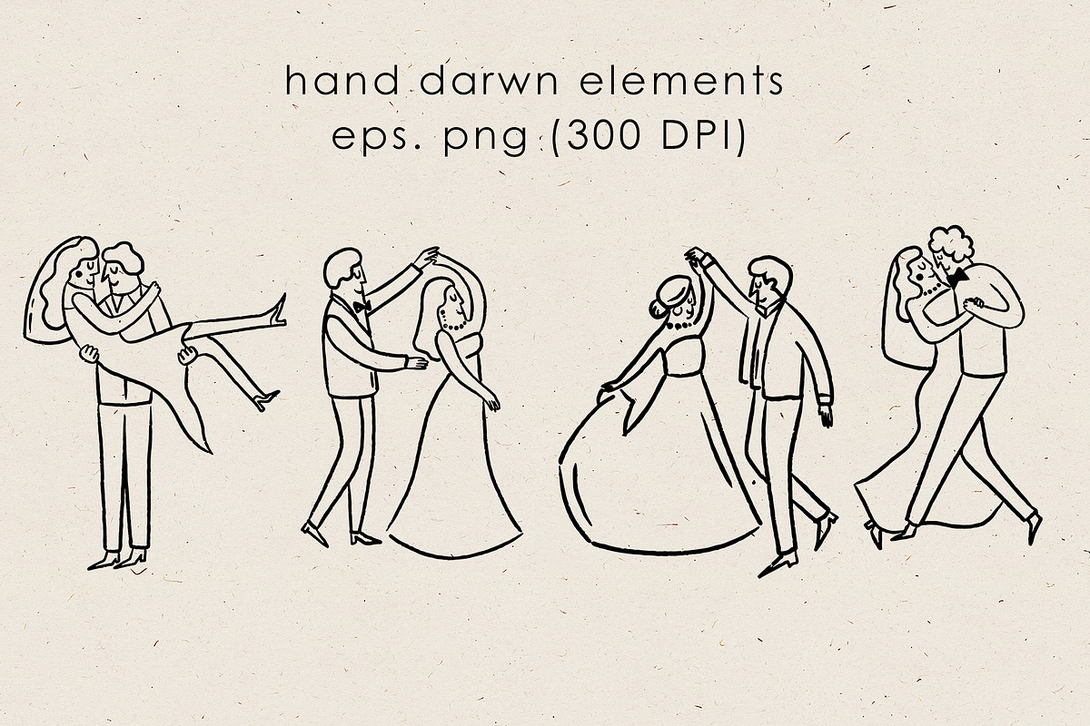 Whimsical Wedding Clipart & Frames