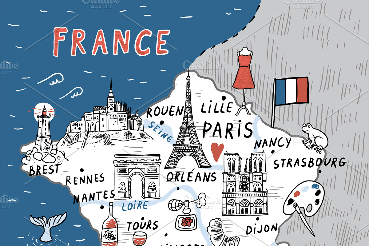 France Map, an Education Illustration by GooseFrol