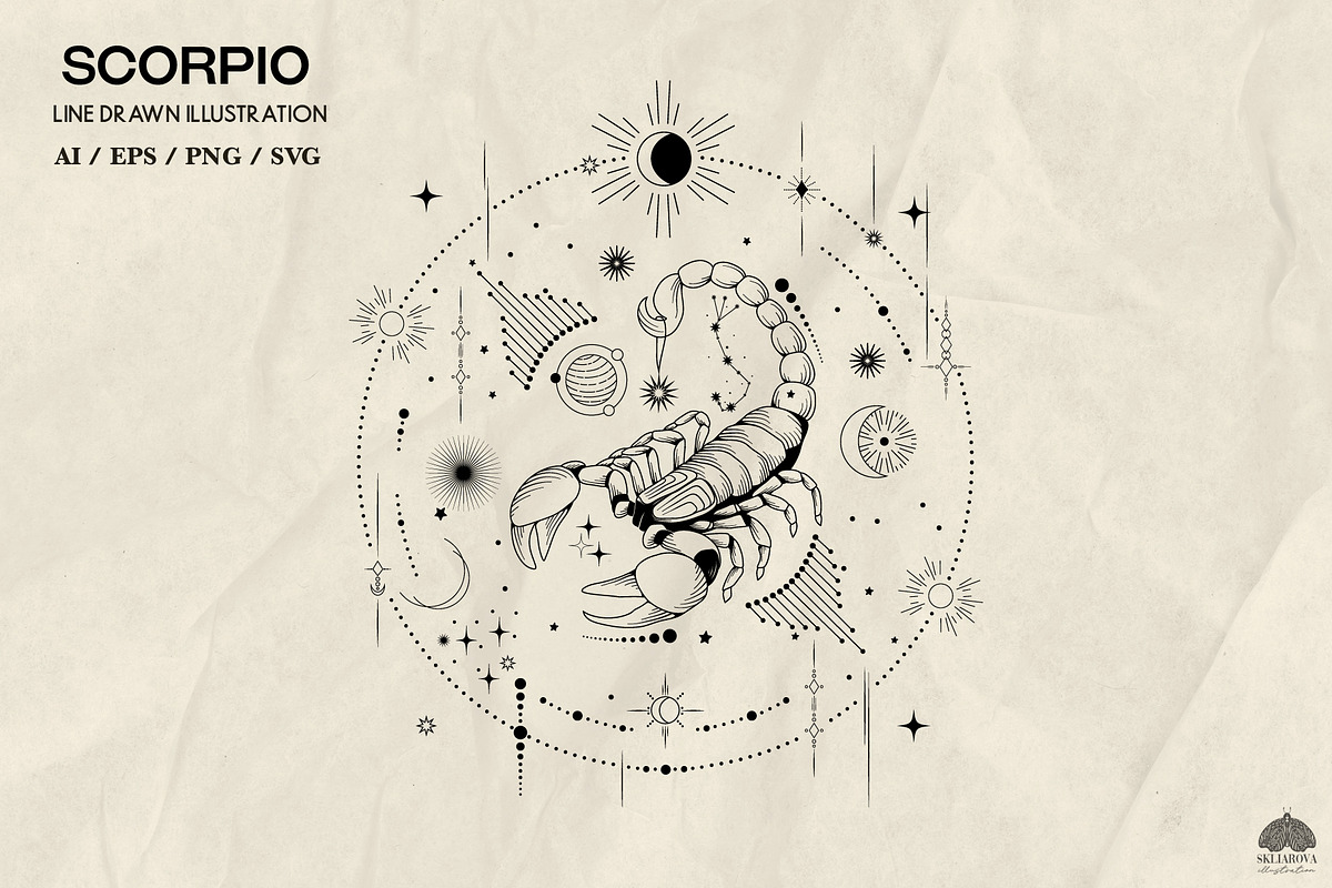 Zodiac signs line art + Procreate, a Decorative Illustration by Skliarova