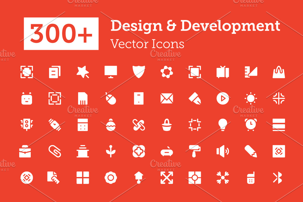 300+ Design and Development Icons, a Solid Icon by Vectors Market
