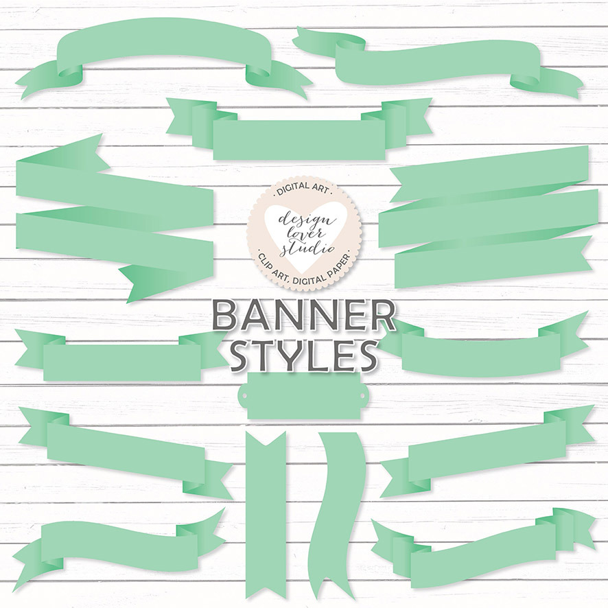 Vector mint banners/ribbons, an Illustration by designloverstudio