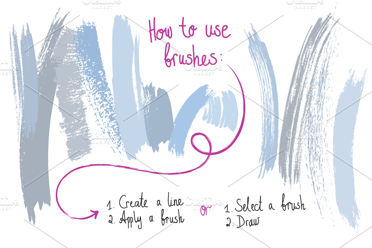 100+ Ink Brushes for Illustrator, a Brush Add-On by Moo Graphics