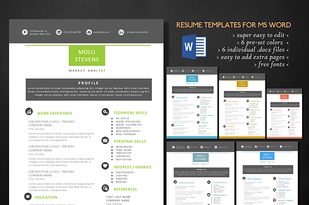 Creative 2 in 1 Word resume, a Resume Template by Inkpower