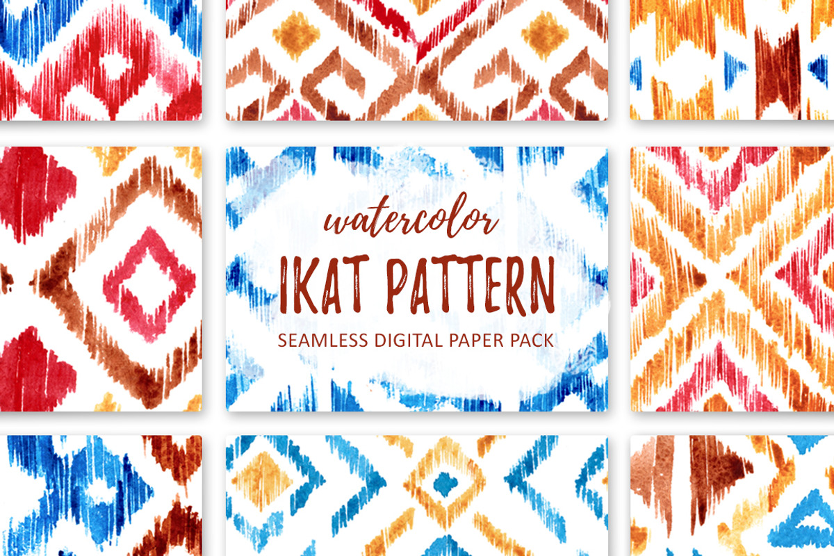 Watercolor IKAT patterns, a Pattern Graphic by MewaSTD