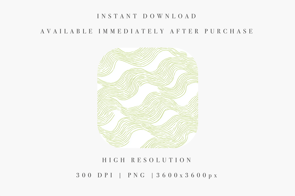 Sage Green Wavy Lines Seamless Pattern PNG