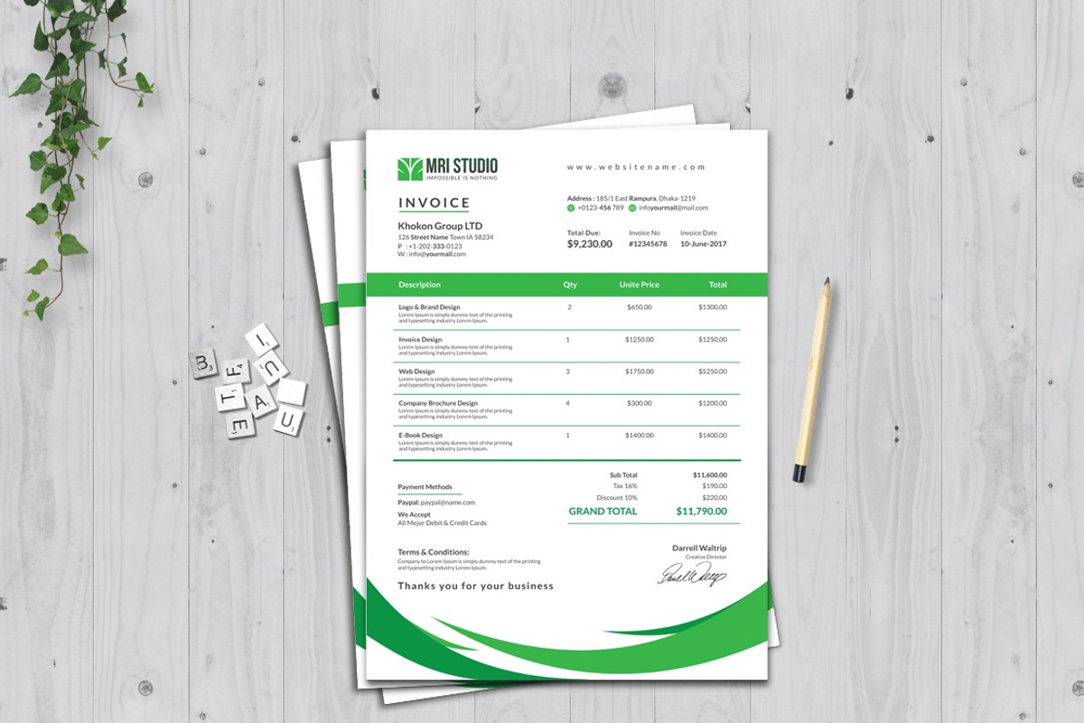 Invoice, a Stationery Template by MRI STUDIO