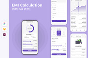 EMI Calculation Mobile App UI Kit, an UI Kit Template by uicube