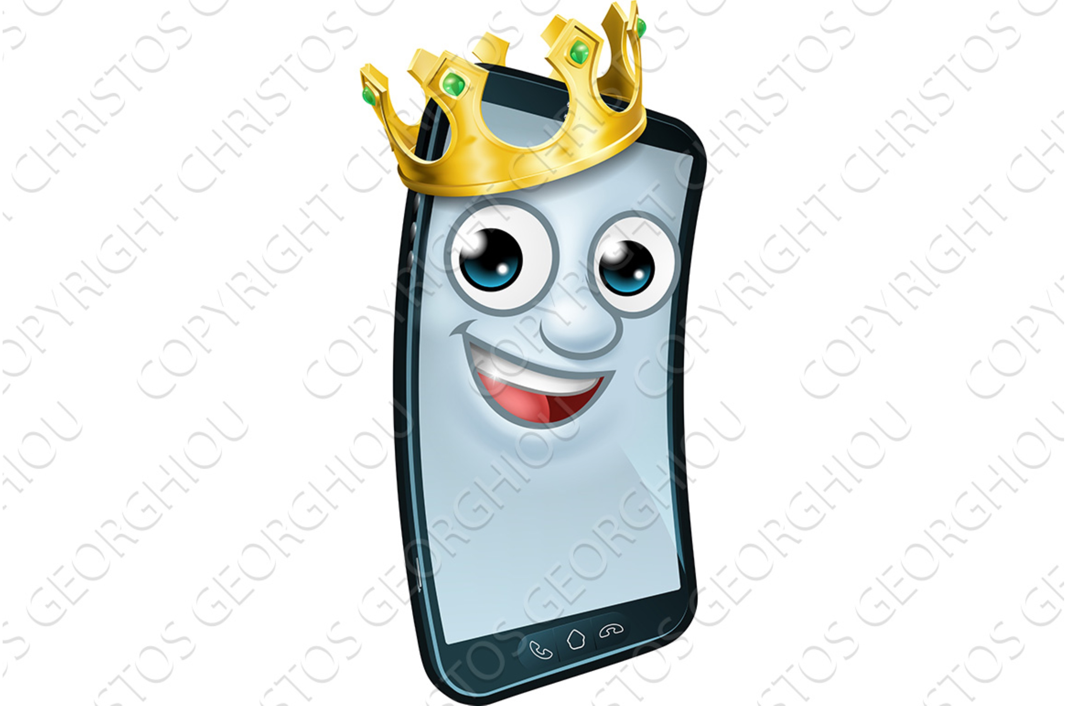 Mobile Phone King Crown Cartoon, a Person Illustration by Christos ...