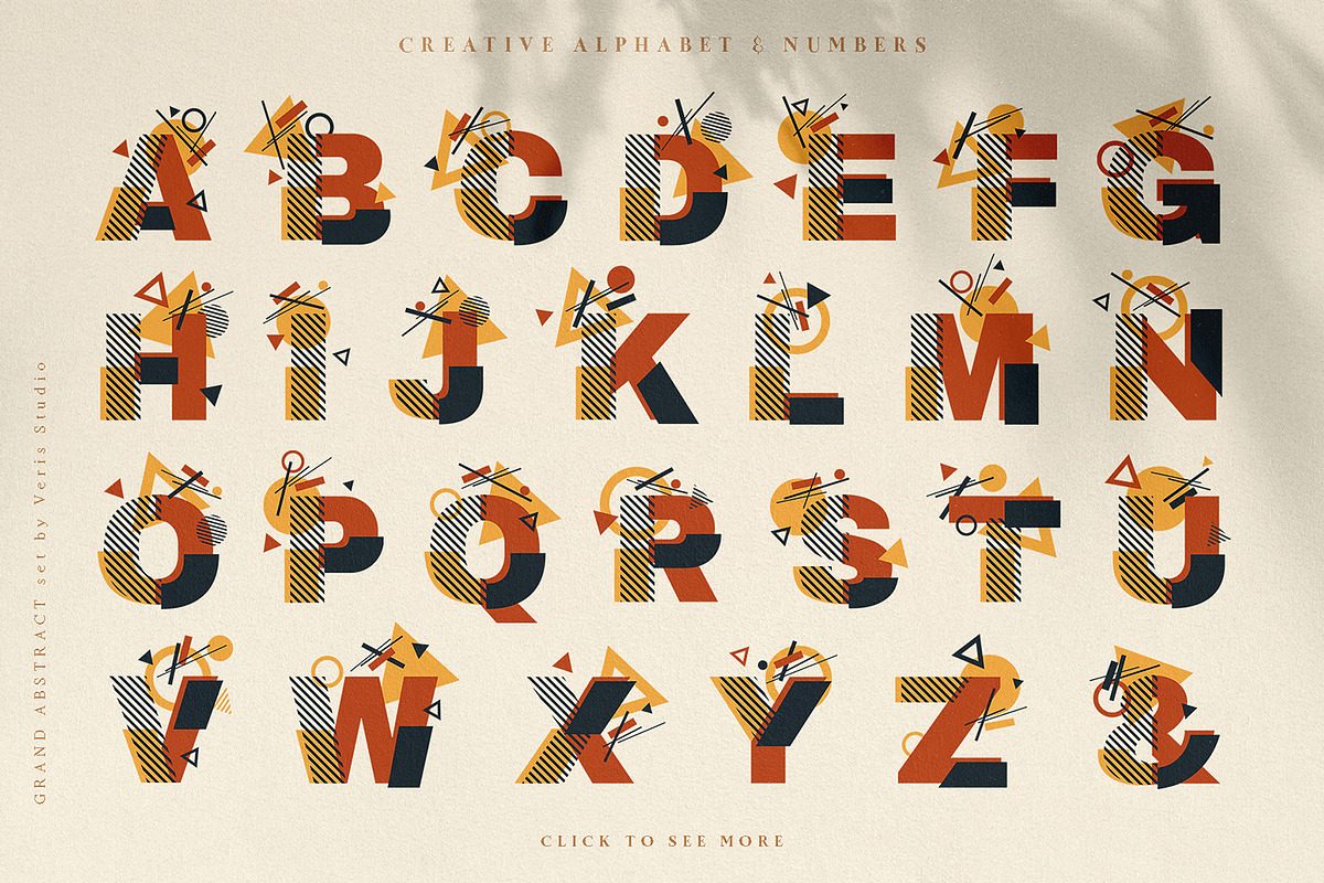 Abstract Modern Geometric Alphabet, a Decorative Illustration by Veris ...