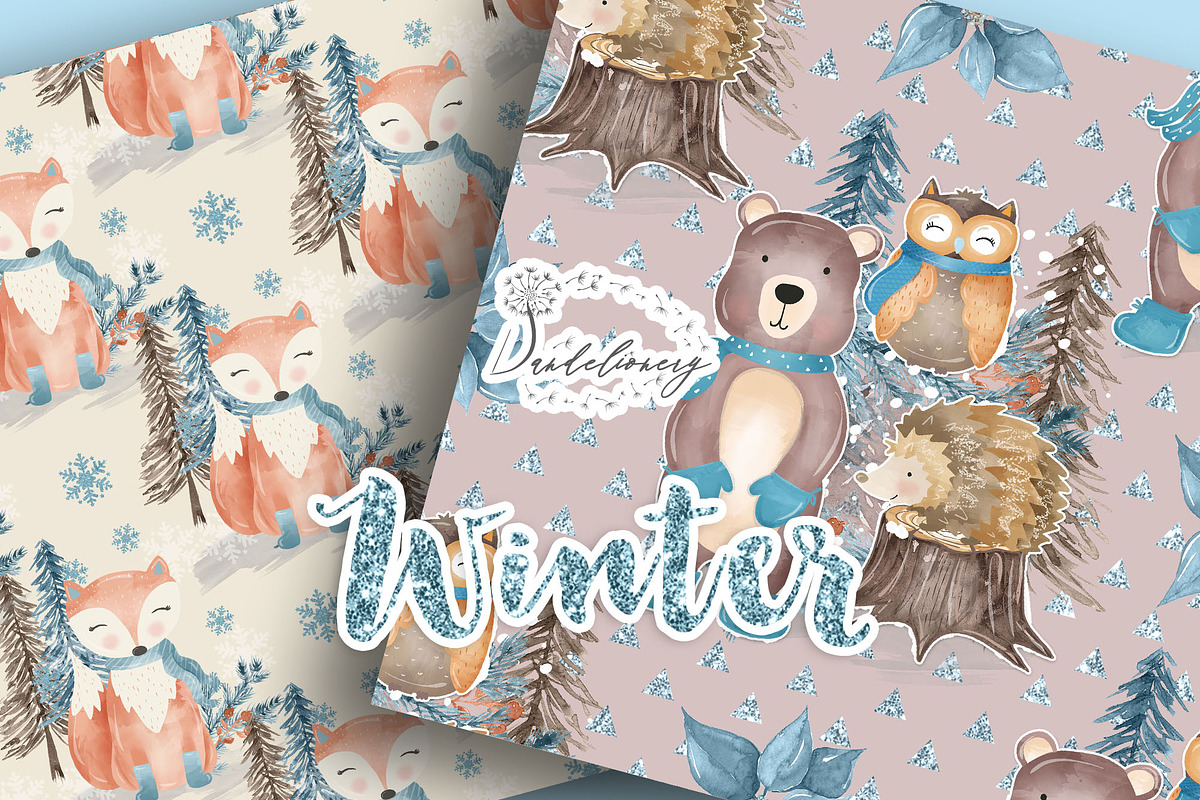 Winter Animals design, a Pattern Graphic by designloverstudio