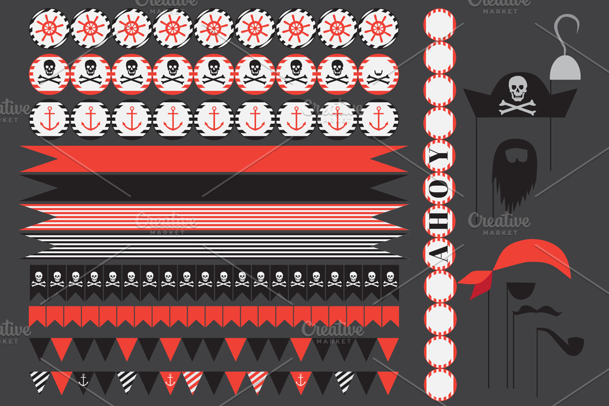 Printable pirate party set, a Flyer Template by Anastasia Romb Design