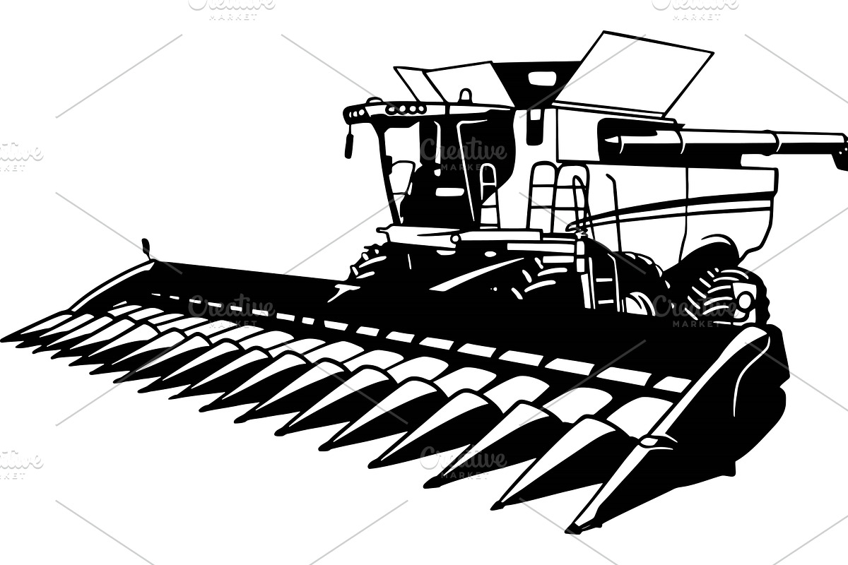 Harvester, Combine - Farm Tractor, a Transportation Illustration by ...