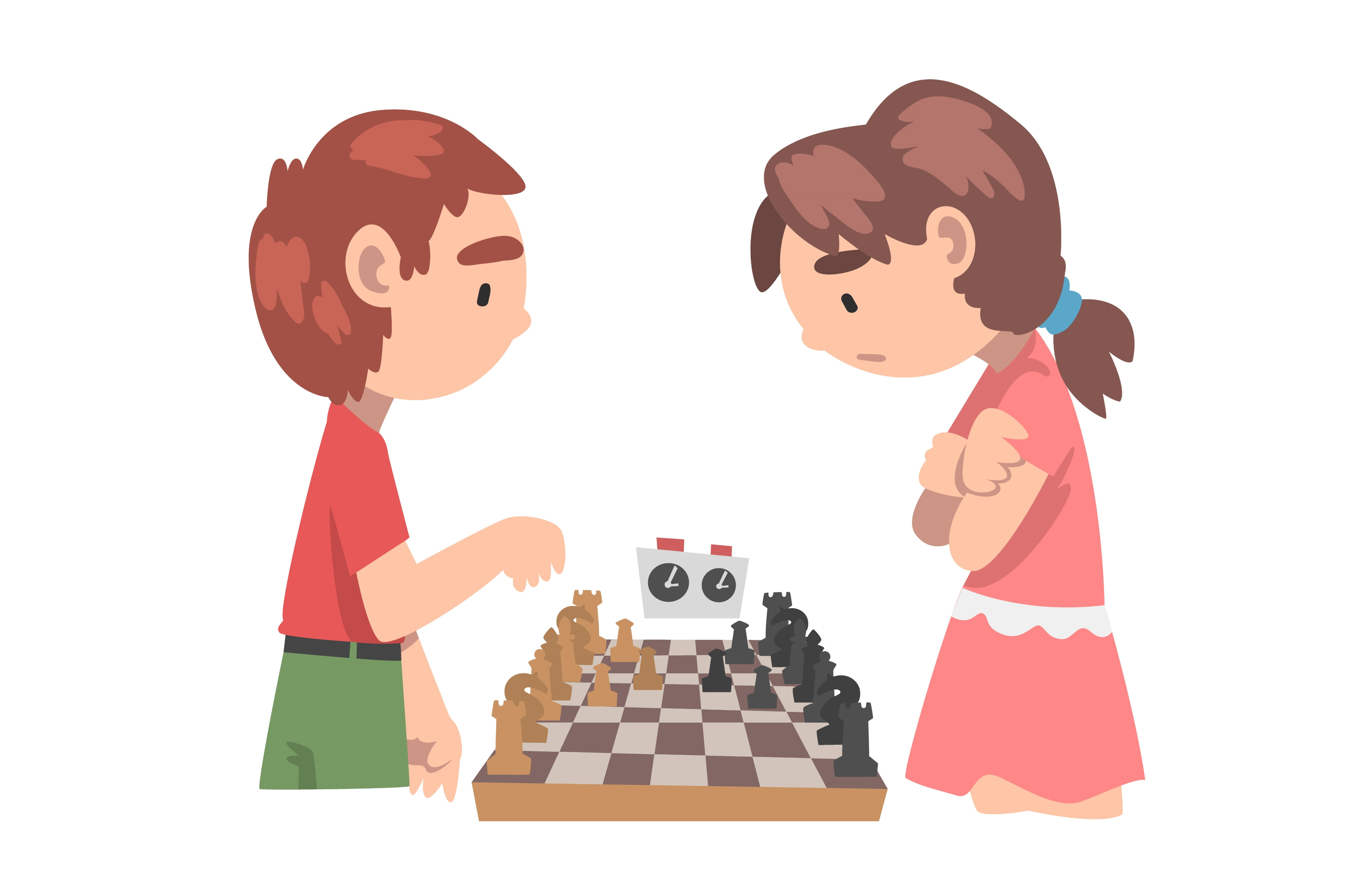 Cute Boy and Girl Competing in, an Education Illustration by TopVectors ...