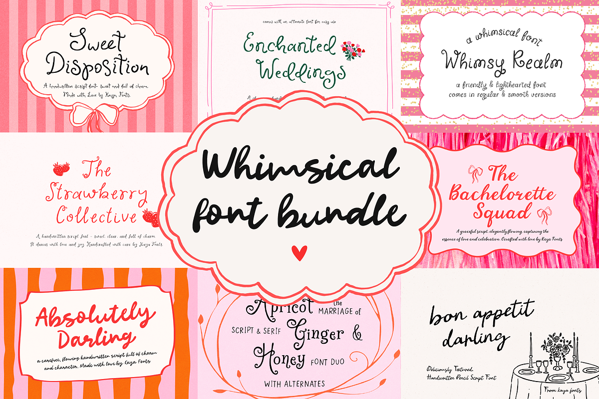 Whimsical Handwritten Font Bundle, a Script Font by Kaya Fonts