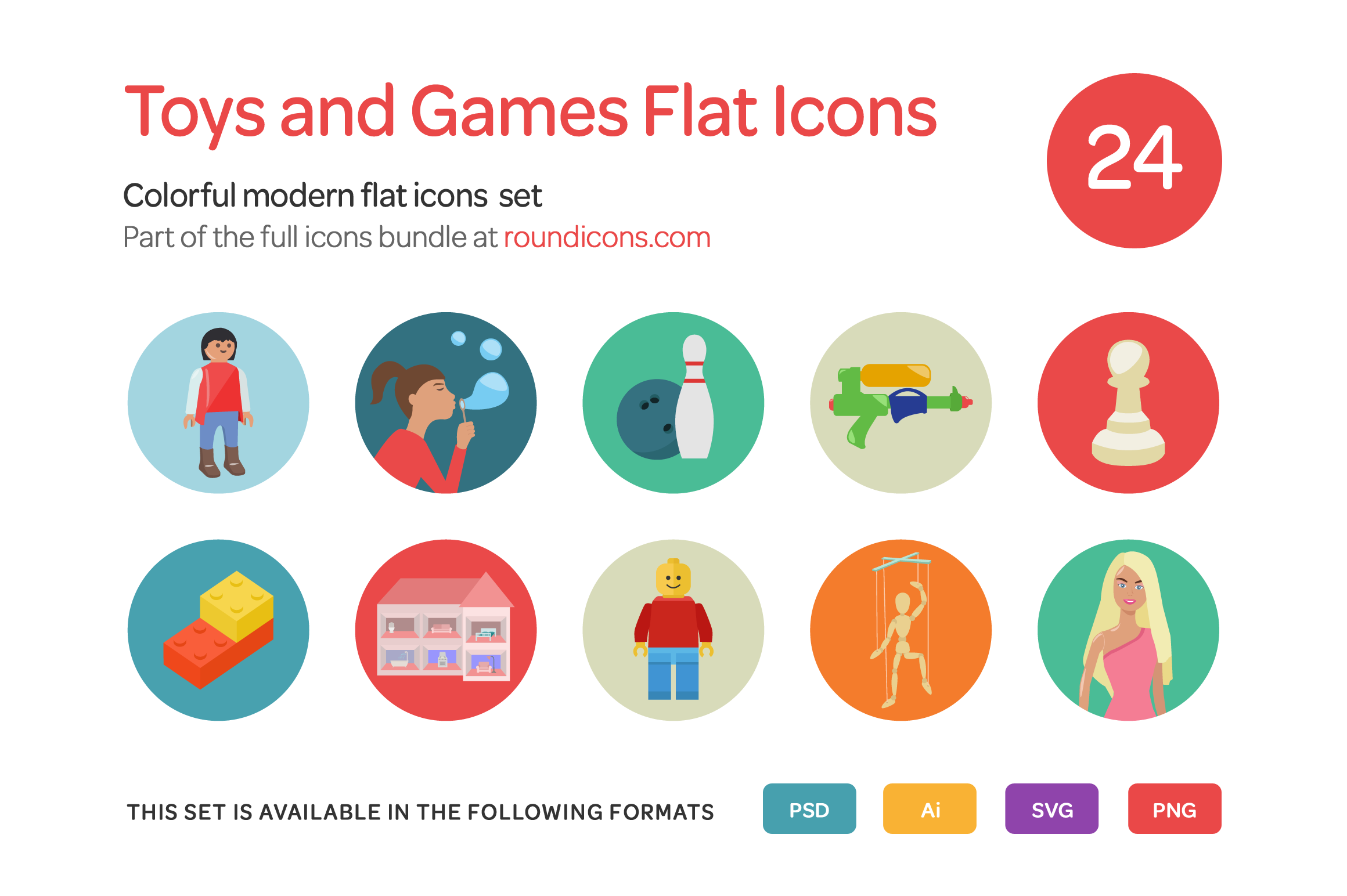 Toys and Games Flat Icons Set | Icons ~ Creative Market