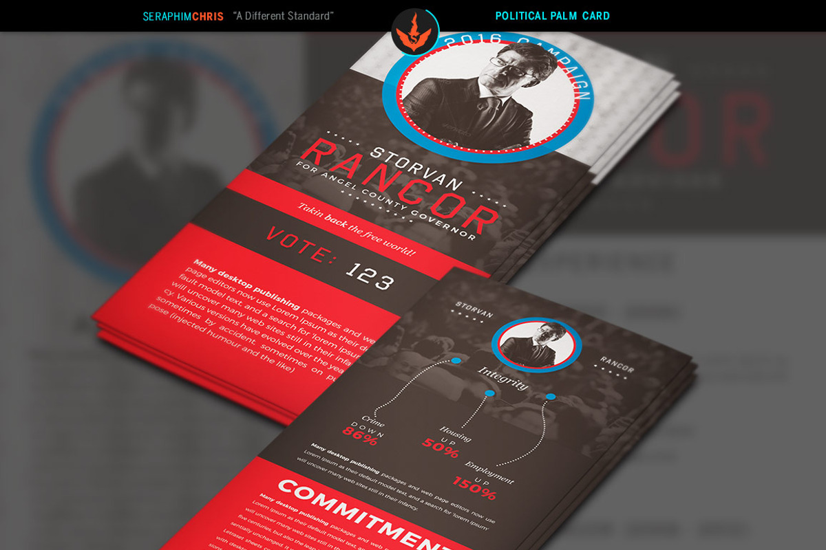 Political Palm Card Template, a Flyer Template by SeraphimChris