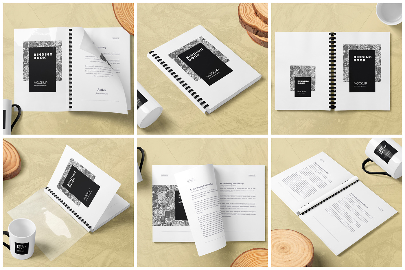 A4 Comb Binding Book Mockups, a Books & Magazine Mockup by ZippyPixels