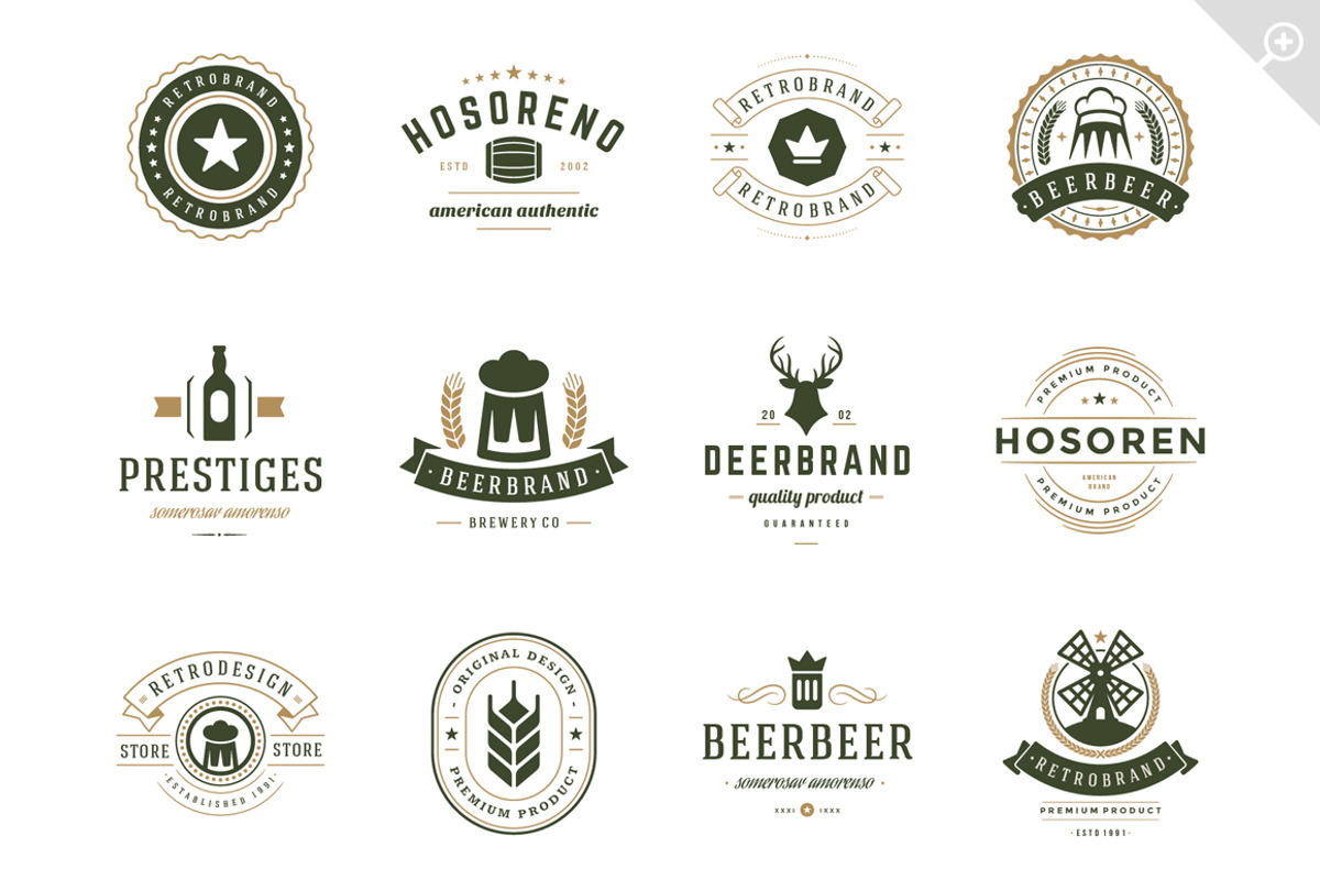 16 Beer Logotypes and Badges, a Branding & Logo Template by Vasya Kobelev