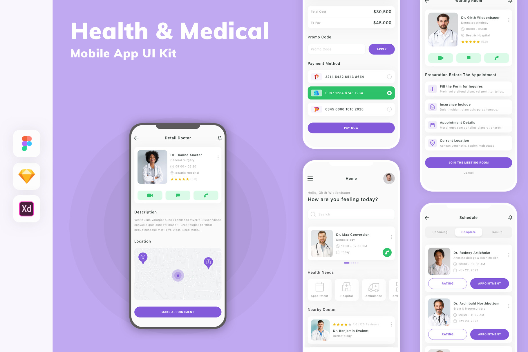 Health & Medical Mobile App UI Kit, an UI Kit Template by uicube