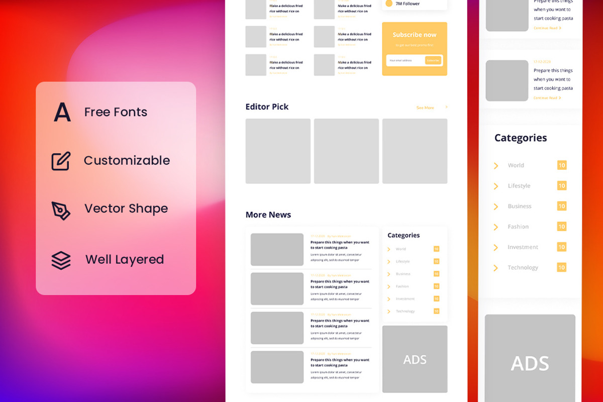 Digital Magazine Wireframe Website