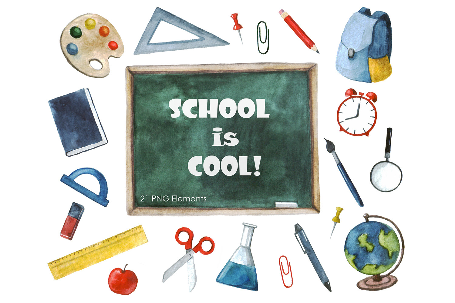 Watercolor Clipart. Back to School, an Education Illustration by ...