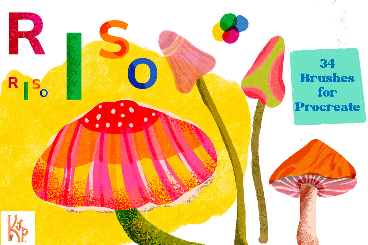 Risograph Brushes for Procreate, a Brush Add-On by KJP Designs