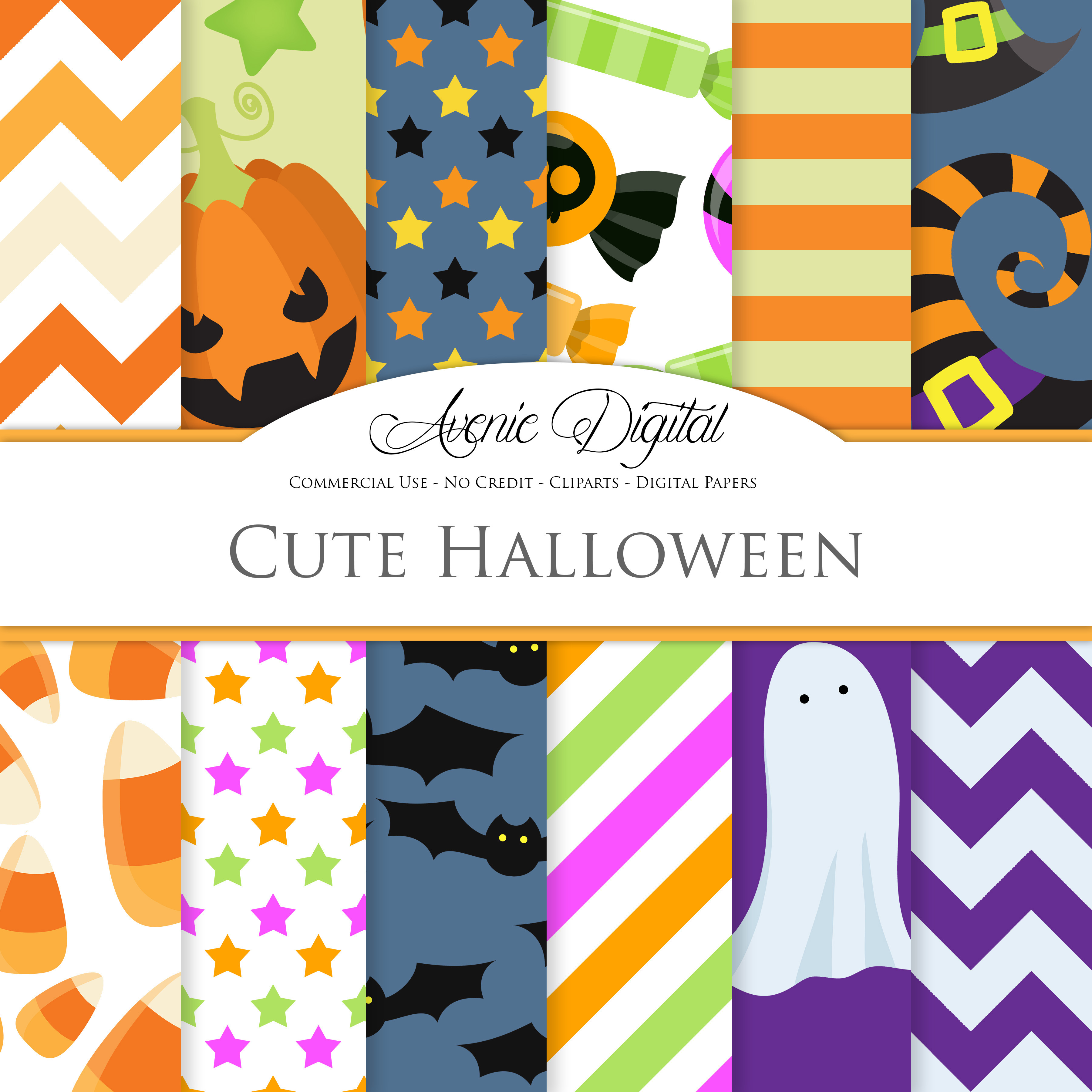 Cute Halloween Digital Paper, a Pattern Graphic by Avenie Digital