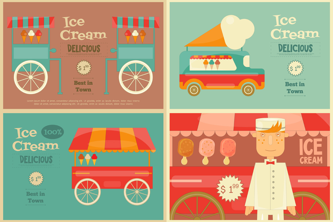 Ice Cream Poster, a Food Illustration by ELFIVETROV DESIGN