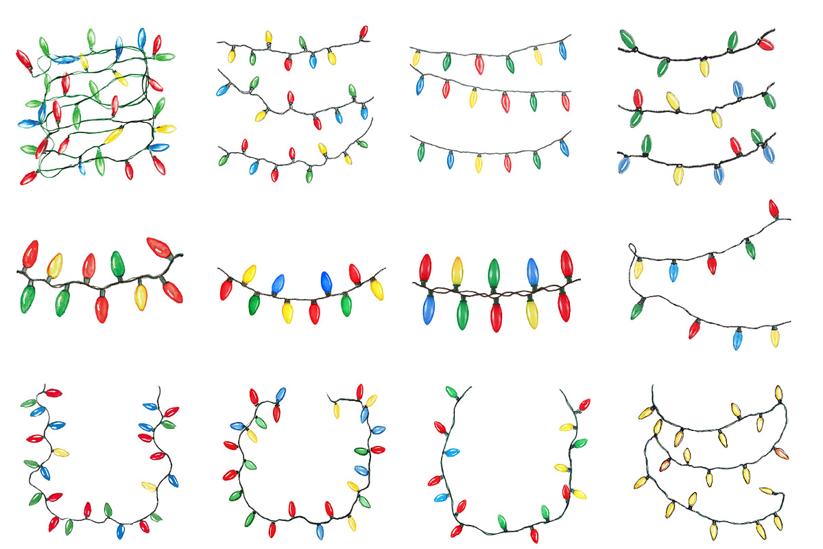 Christmas Lights Sublimation Clipart, an Illustration by Designworld