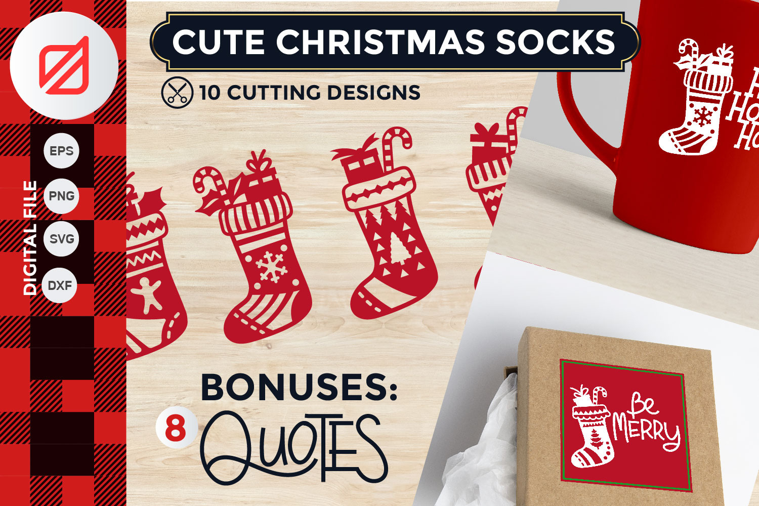Christmas Socks Cutting File SVG | Illustrations ~ Creative Market