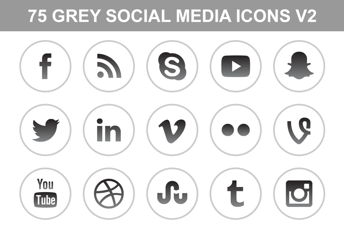 Gray Social Media Icons V2, an Icon by Designs By Alfredo
