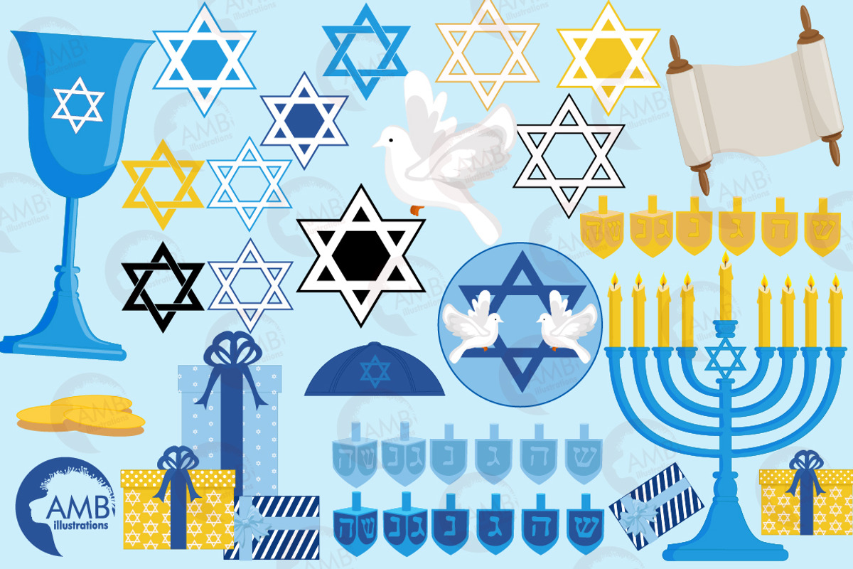 Hanukka Clipart, Dreidel AMB-1535, an Illustration by AMBillustrations