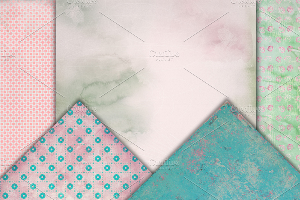 Vintage Flower and Dot Paper, a Pattern Graphic by Dora Katona