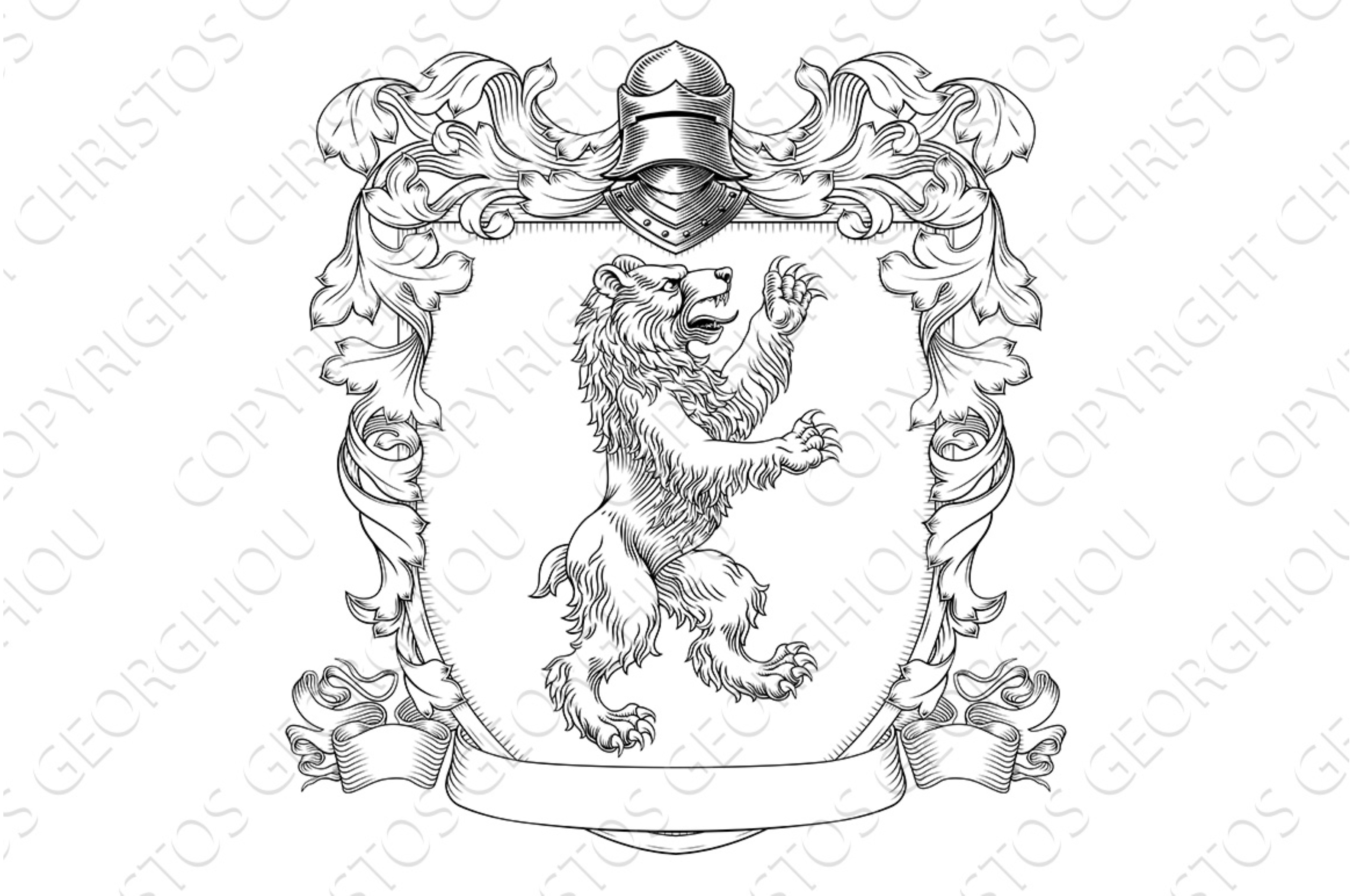 Bear Coat of Arms Family Crest, an Illustration by Christos Georghiou