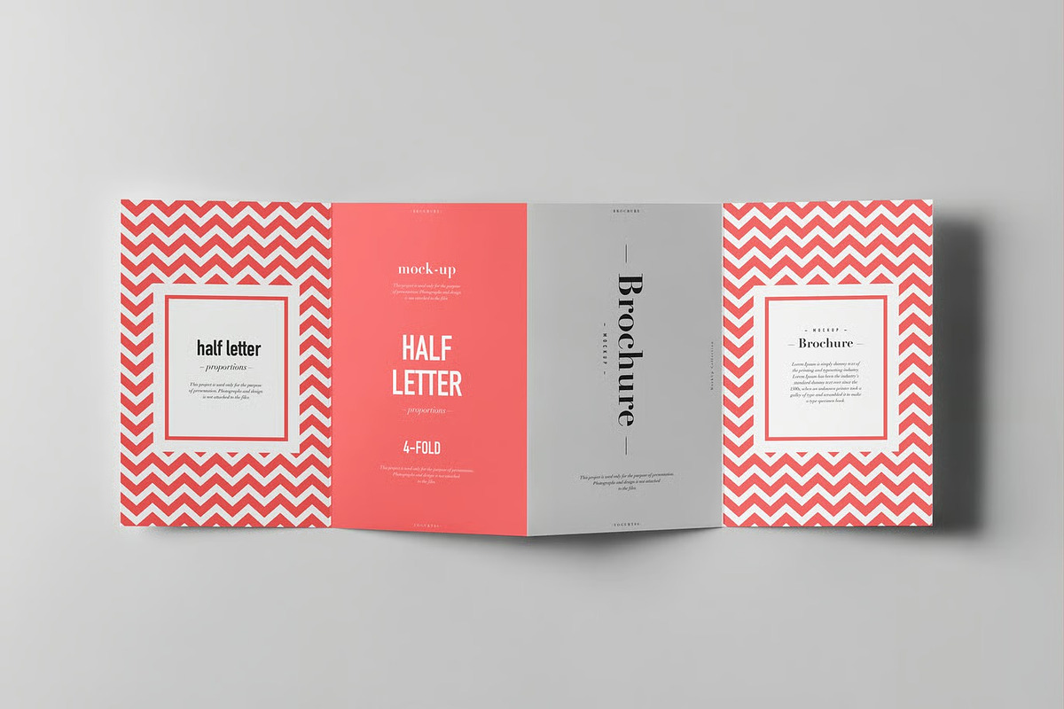 4-Fold Half Letter Brochure Mockup