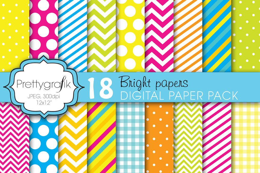 bright colors digital paper, a Pattern Graphic by PrettyBundles