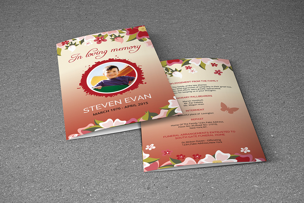 Child Funeral Program Template-V249, a Brochure Template by Template Shop