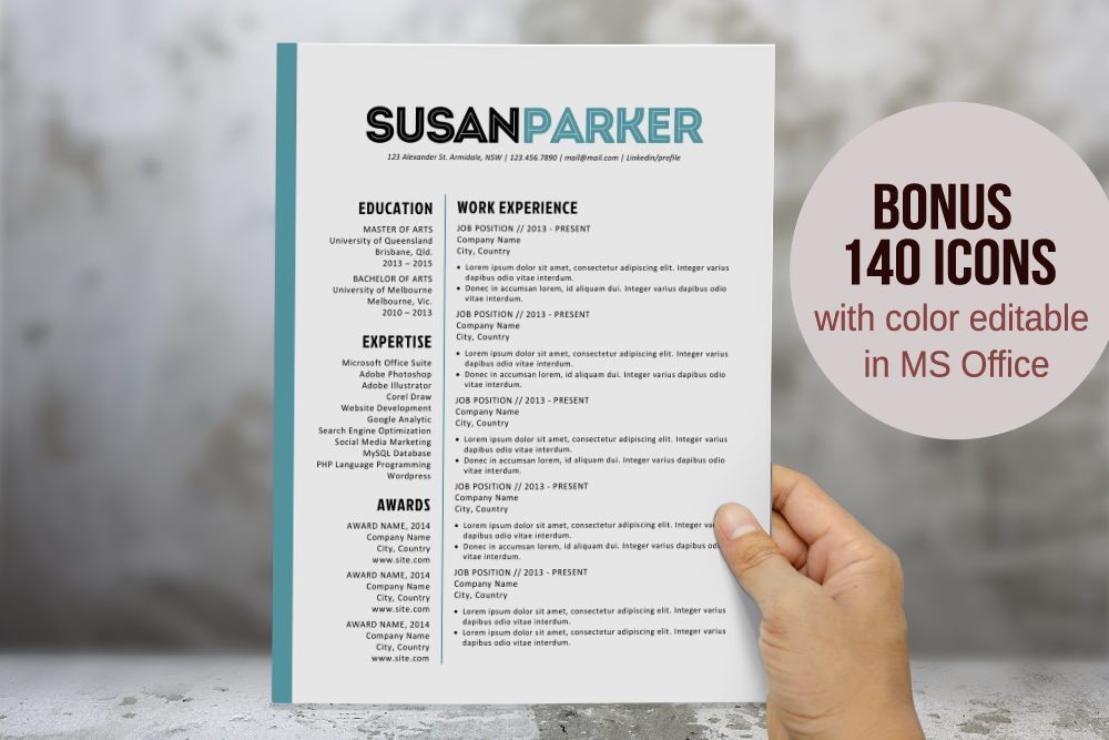 Bold modern resume template, a Resume Template by Inkpower