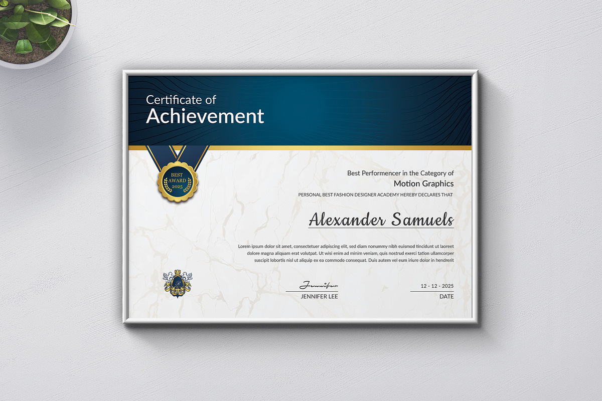 Award Certificate Template, a Stationery Template by ResumeDevisers